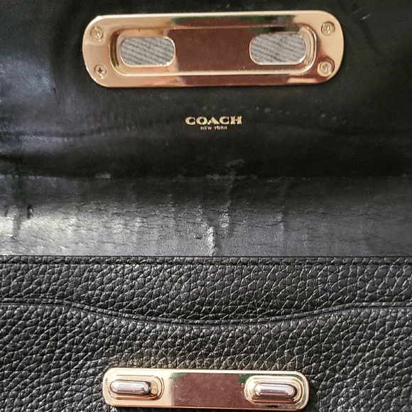 Coach | Bags | Coach Black Crossbody Wallet With Pebbled And Glossy ...
